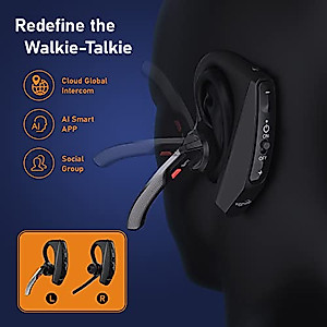 Walkie Takie with Long Range Global Intercom Communication,Trace Back Conversation, Two Way Radio with Bluetooth 5.0,Hand Free for Biking, Camping, Hiking,Skiing,Cruise Shipping,Traveling and More