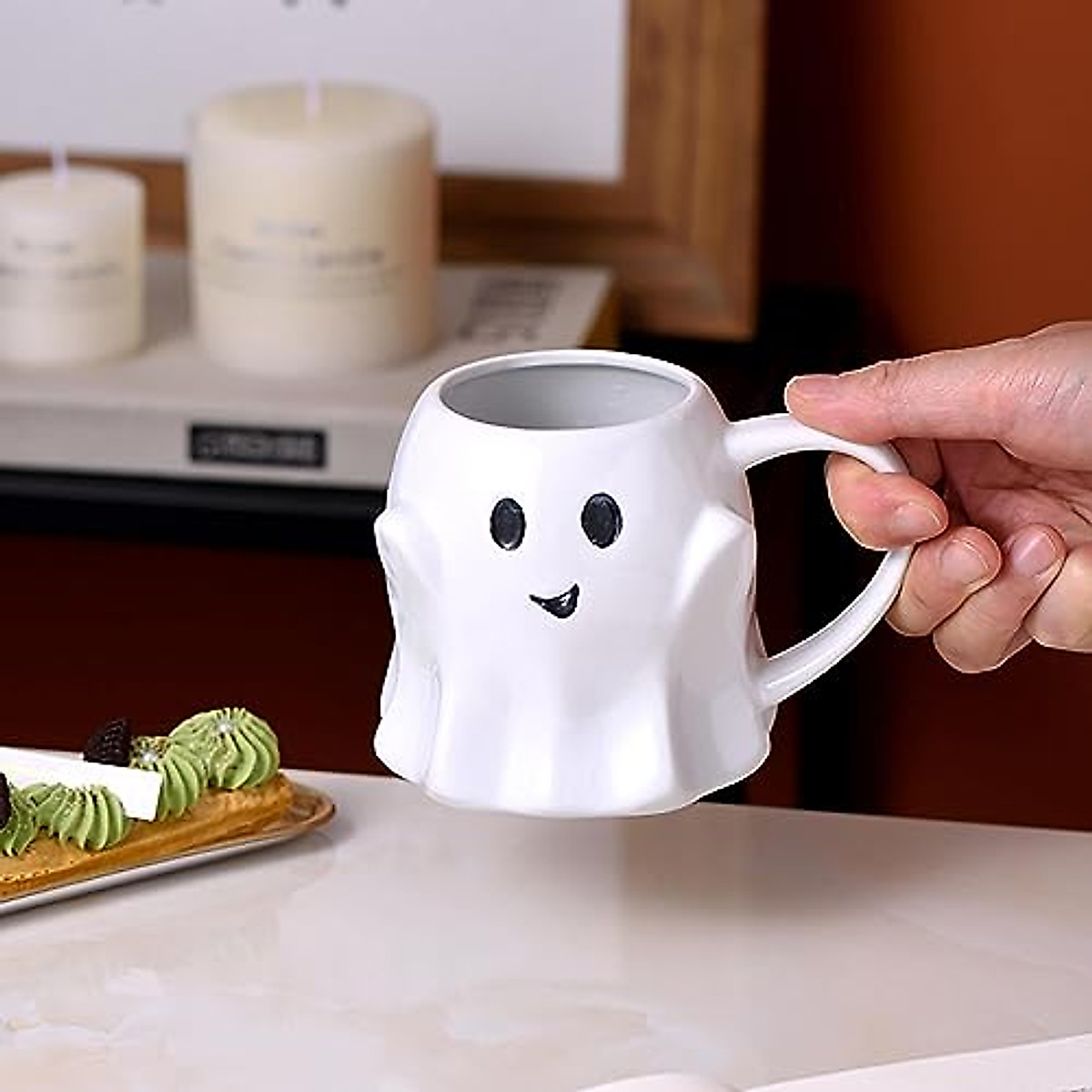 wowspeed Ghost Mug - Ghostface Mug - Halloween Coffee Mug Decor - Ceramic Ghostface Coffee Cup Halloween Offices Mug - For Tea, Milk, Coffee - Fall Autumn Gifts