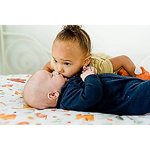 Bundle of ADDISON BELLE Products - 100% Cotton Fitted Crib Sheet + Everything Blanket - Woodland Animals - Soft, Durable & Breathable