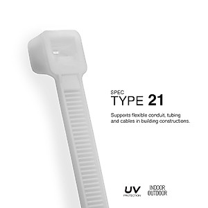 TR Industrial Multi-Purpose UV Resistant Natural Cable Ties, 14 inches, 100 Pack