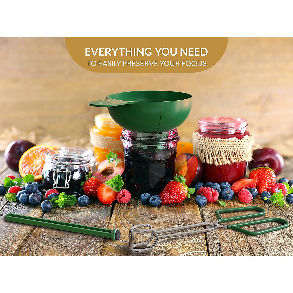 BELLA COOKS Canning Supplies Starter Kit - 7-in-1 Canning Set - Incl. Canning Funnel, Canning Rack, Canning Jar Lifter, Jar Wrench, Tongs & more