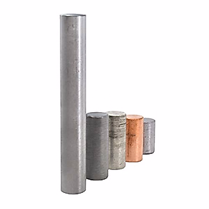 5pc Equal Mass Metal Cylinders Set - Zinc, Copper, Aluminum, Tin & Lead - for Studying The Relationship Between Density & Mass - Eisco Labs