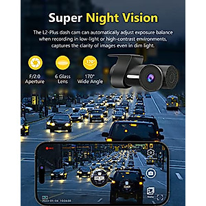 Dash Cam Front 2K 1440P WiFi, Dashboard Camera Recorder for Car, with 32GB SD-Card, WDR, Night Vision, Loop Recording, G-Sensor, Parking Monitor, Support 128GB Max