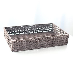 YRJJ Paper Rope Woven Storage Baskets, Delicate Storage Box for Shelves/Bathroom/Kitchen/Living Room/Office Desk/Bedroom. (Cube-Brown)