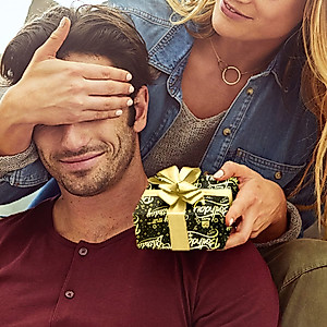 Larcenciel Birthday Wrapping Paper, Gift Wrapping Paper set, Black Gold Design w/Jute Twine and Gift tag, Gift Wraps for Birthday, Valentines, Christmas, Graduation, Baby Shower,4 Sheets 27.5x19.6inch