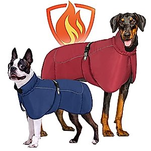 Warm Dog Winter Coat Adjustable Dog Winter Jacket Reflective Dog Snow Jacket Turtleneck Dog Winter Clothes for Large Medium Dogs (XX-Large, Red)
