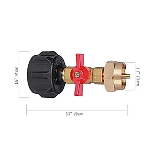 QCC1 Propane Refill Adapter with On/Off Control Valve, QCC1 Propane Refill Pressure Adapter Couple for Camping Grill 1LB Bottle Tank 20~40LBS Cylinder