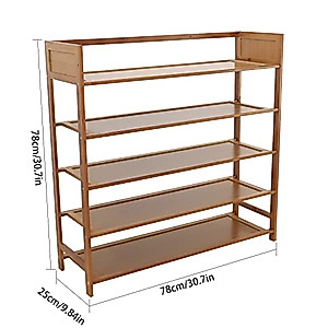 Bathrena 5 Tiers Bamboo Shoe Rack Shoe Rack Cabinet Storage Organizer Free Standing Wooden Shelf Stand Shoe Shelves Shoe Storage Organizer Entryway Shoe Shelf Brown