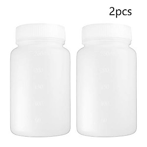 Othmro 2pcs 250ml/8.45oz Plastic Bottles Lab Cylindrical Chemical Reagent Bottles Wide Mouth Laboratory Reagent Polyethylene Bottles Sample Sealing Liquid Storage Containers for Food Store White