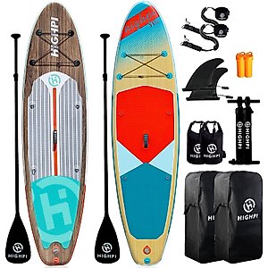 Highpi Inflatable Stand Up Paddle Board 11'x33''x6'' Premium SUP W Accessories & Backpack, Wide Stance, Surf Control, Non-Slip Deck, Leash, Paddle and Pump, Standing Boat for Youth &