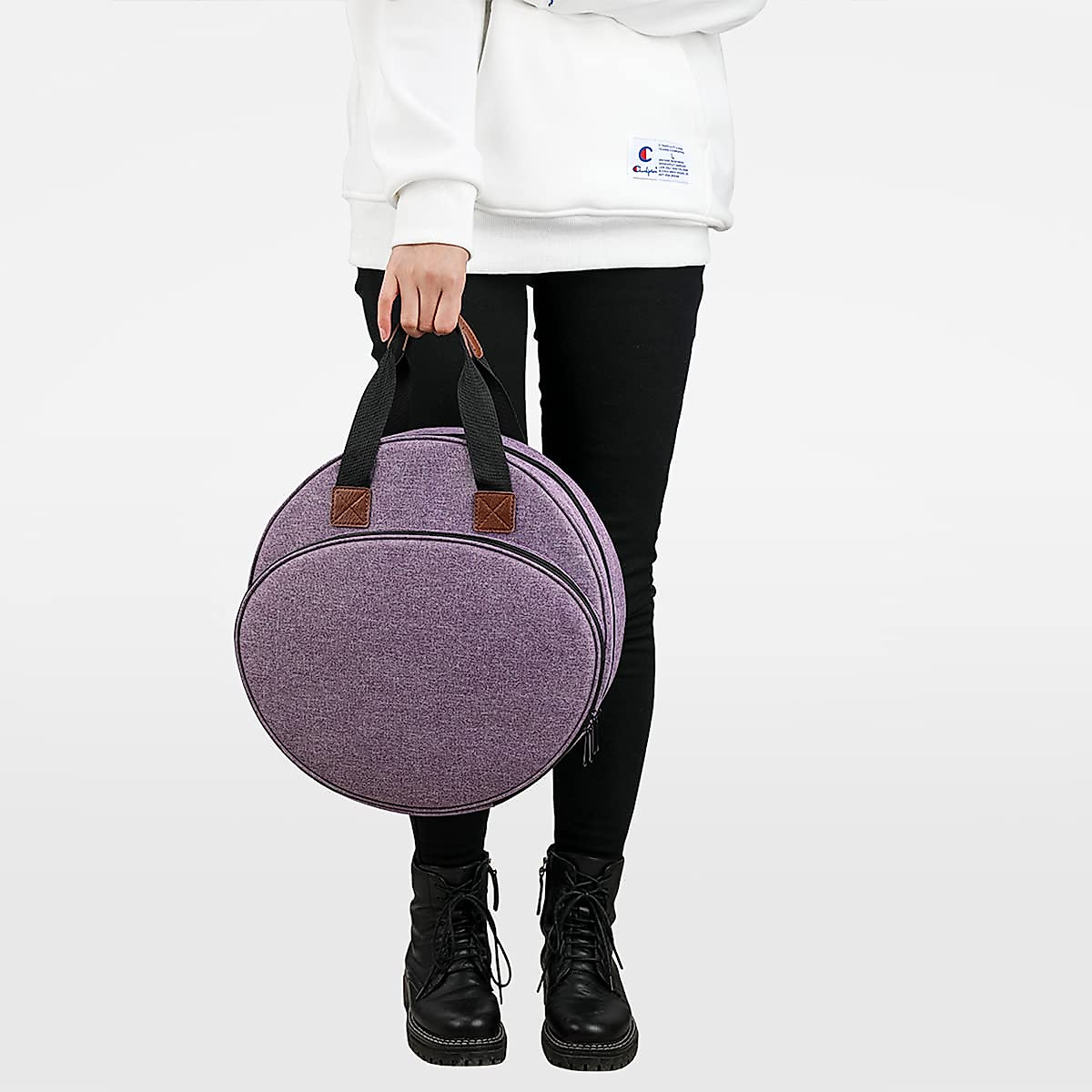 Shinyzone Cross Stitch Storage Bag Purple,Embroidery Projects Bag,Sewing Crafts Storage Tote Bag,Knitting Bags with Zipper Pockets Organiser for Embroidery Hoops,Charts and Threads