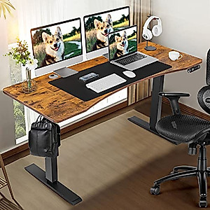 farexon Electric Height Adjustable 59 x 24 inch Standing Desk, Sit Stand Desk with Ergonomic Curved Workstation, Four Preset Heights, 27''-45'' Lifting Range Stand up Desk(Brown)