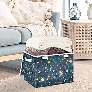 Moudou Star Storage Bin with Lid, Large Collapsible Cube Storage Box for Closet, Office, Bedroom, Home Decor