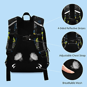 Glaphy Monster Truck Kids Toddler Backpack for Boys Girls, Children Bag Preschool Bookbag with Chest Strap for Daycare Kindergarten Travel