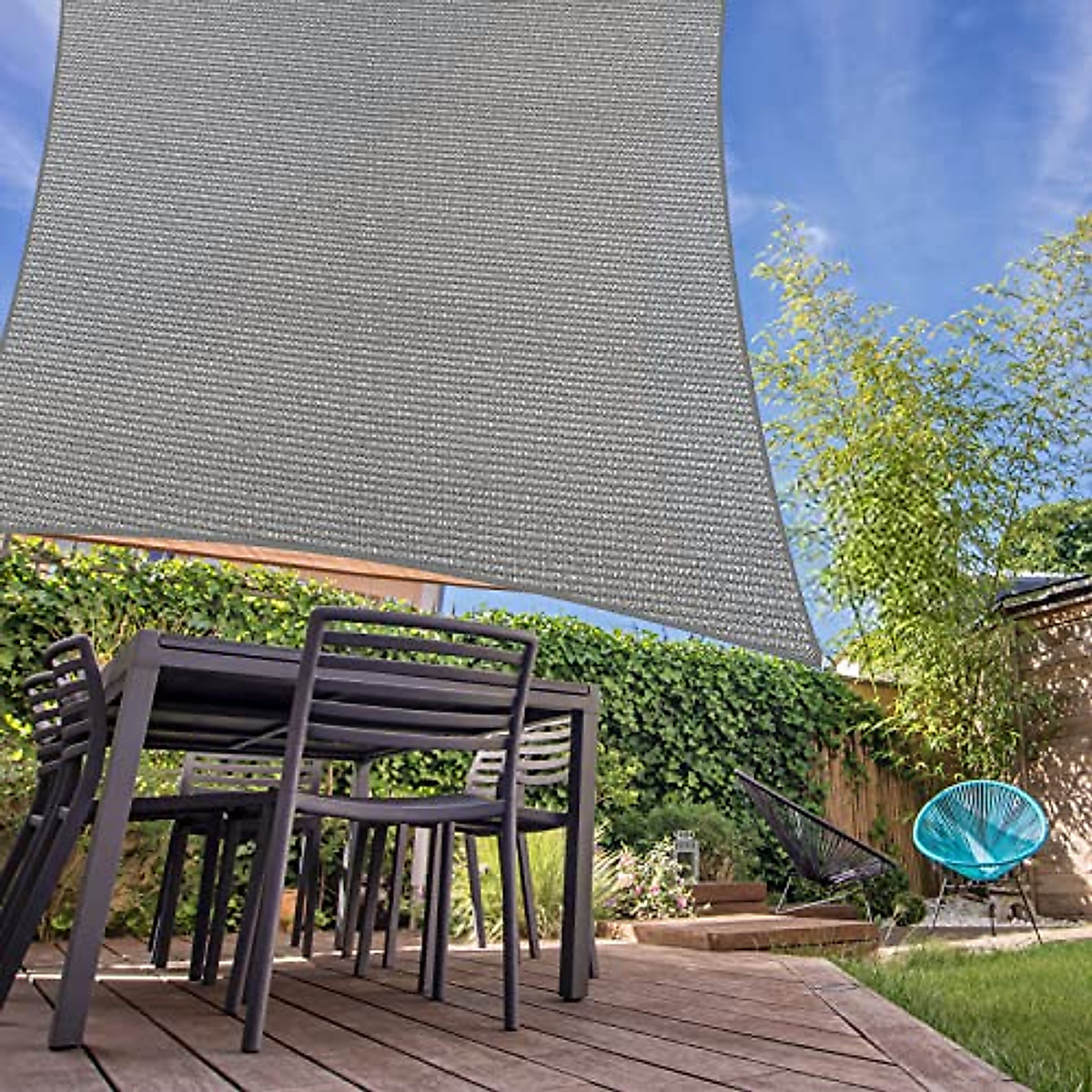 6' x 8' Rectangle Sun Shade Sail Canopy UV Block Fabric Shelter Cloth Screen Awning for Outdoor Patio Garden - 185 GSM, 96% UV Block, Heavy Duty, Customized, Gray