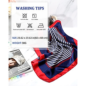 SATINIOR 4 Pcs Sailor Scarf Satin Flight Attendant Scarf 23.6 Inches Square Neck Scarf for Women Silk Feeling Hair Wraps