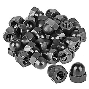 pouilzx Pack of 30) Acorn Hex Cap Nuts M8 Dome Cap Head Nuts Nylon Hexagon Decorative Crown Cap Locknuts Fasteners for Screws Bolts Black