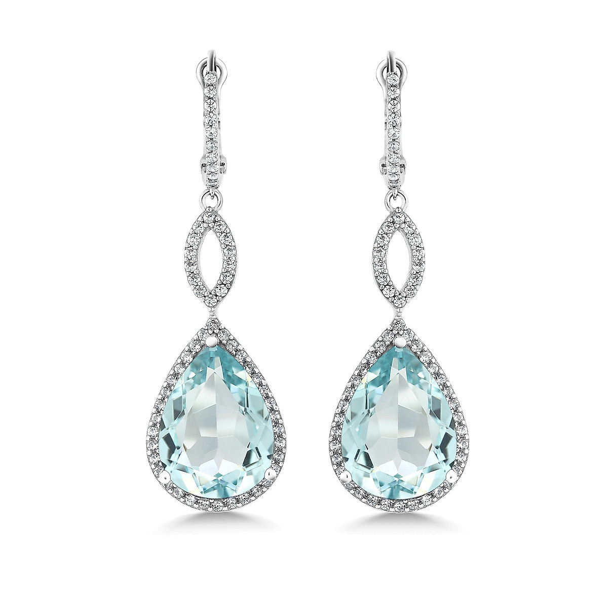 Gem Stone King 925 Sterling Silver Long Drop Dangle Elegant Wedding Bridal Chandelier Teardrop Earrings for Women | 2 Inch | Pear Shape 16X12MM | 20.00 Cttw