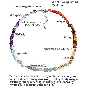 Jewever 7 Chakra Necklaces for Women Crystals and Gemstones Irregular Quartz Stones Balance Yoga Meditation Healing Crystal Necklace