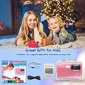 YEEIN 10FT Waterproof Digital Camera for Kids 21MP Underwater Camera with 32G SD Card, 8X Digital Zoom Point and Shoot Camera for Boys and Girls