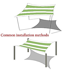 ZYHZJC Shade sail, Sunblock Shade Cloth 90% Sun Shade Sail with Grommets Heat Insulation Breathable Shade Fabric Sun Block for Patio, Garden, Backyard (Color : Green White Stripes, Size : 3x5m)