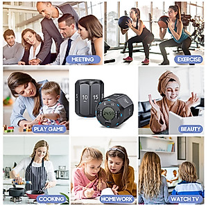 Pomodoro Timer, Digital Cube Timer for Cooking, Productivity Magnetic Countdown Timer, Visual Flip Focus Timer Silent & Alarm Gravity Timer for Study, Cooking, Workout, Office