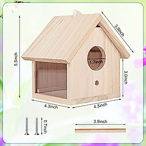 GINDOOR Bird Houses for Outside Clearance with Pole, Wood Birdhouse Blue Bird House Birdhouses for Outdoors Hanging Garden Patio Decorative for Swallow Sparrow Hummingbird Finch Throstle