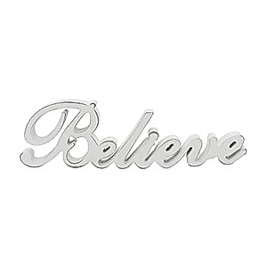 CVHOMEDECO. Rustic Vintage Distressed White Wooden Words Sign Free Standing Believe Tabletop/Shelf/Home Wall/Office Decoration Art, 14-1/4 x 4-1/4 x 1 Inch