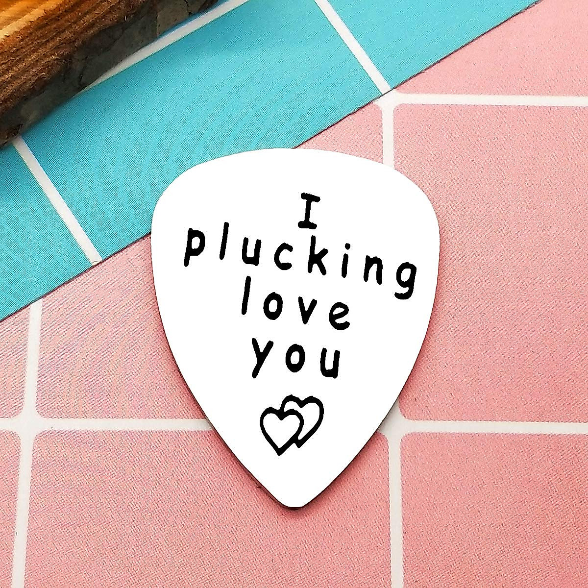 Silver Guitar Pick Boyfriend Gifts I Plucking Love You Guitar Pick Anniversary Present for Him Men Musical Guitar Player Jewelry Gift for Husband Boyfriend Fiance Dad Valentine Christmas Birthday Gift