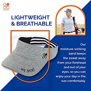 EQ SPORT Sun Visors for Women and Men - Stretchy Elastic Band Golf and Tennis Visors for Women - Blue Sport Visor Hats