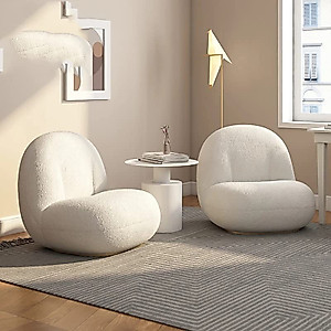 LLLY Lamb Velvet Solo Sofa White Fat Lazy Sofa Living Room Sofa