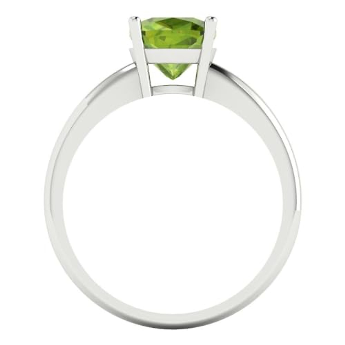 Clara Pucci 2.0 ct Cushion Cut Solitaire Natural Peridot Engagement Wedding Bridal Promise Anniversary Ring 18K White Gold Size 4.5