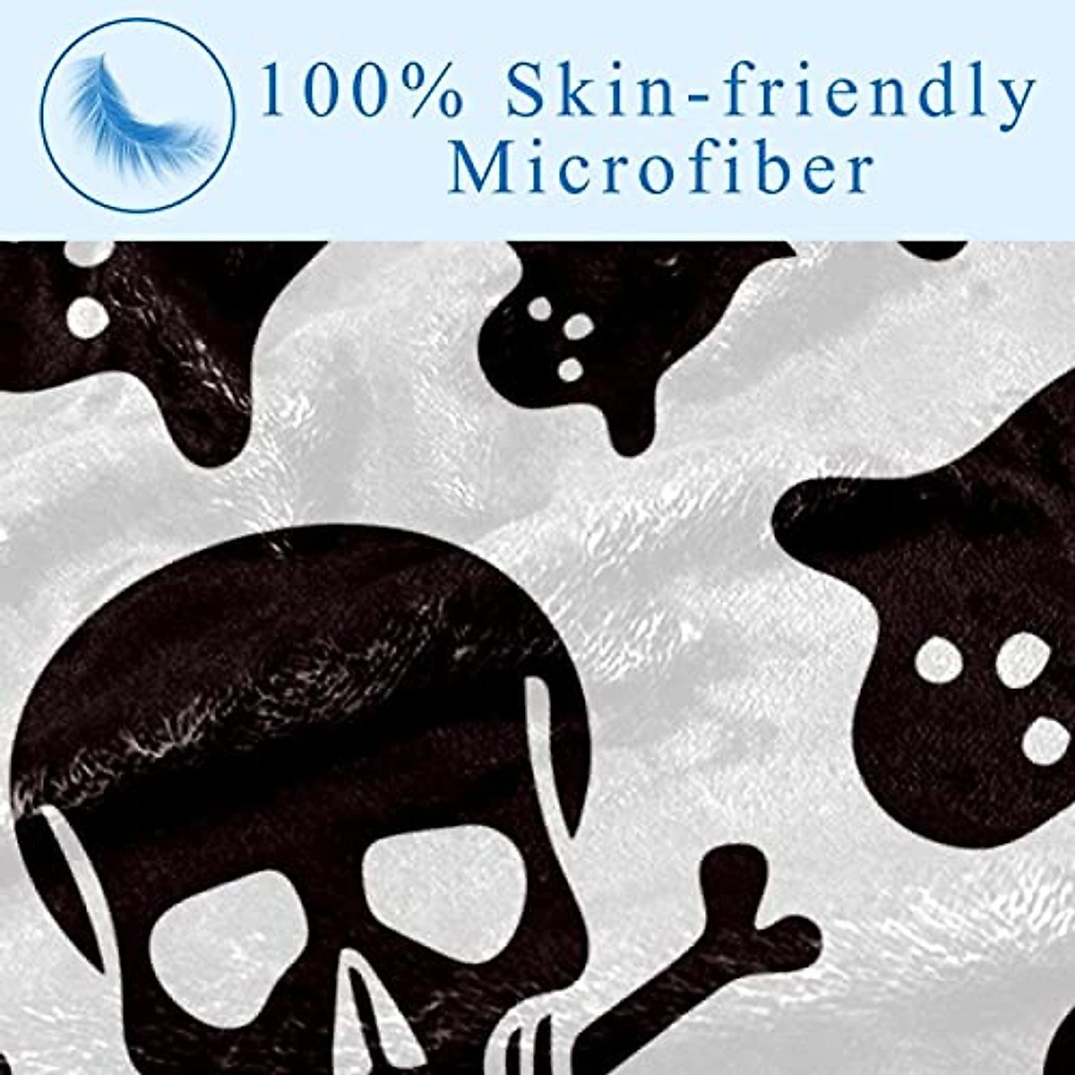 Halloween Skull Ghost Prints Soft Warm Cozy Blanket Throw for Bed Couch Sofa Picnic Camping Beach, 150×100cm