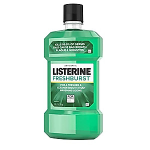Listerine Freshburst Antiseptic Mouthwash for Bad Breath, Kills 99% of Germs That Cause Bad Breath & Fight Plaque & Gingivitis, ADA Accepted Mouthwash, Spearmint, 1 L, Pack of 2