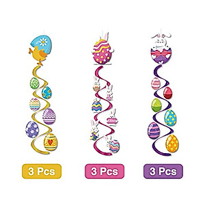 Kristin Paradise 21Ct Easter Hanging Swirl Decorations, Easter Bunny Party Supplies, Easter Eggs Birthday Theme Decor for Boy Girl Kids Baby Shower