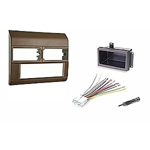 Custom Install Parts Beige Radio Stereo Dash Kit w/Wire Harness+Pocket+Antenna Adapter Compatible with Chevrolet Pickup Truck 1988-1994