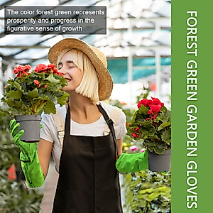 GLOSAV Gardening Gloves for Women, Garden Gloves for Thorn Proof, Professional Rose Pruning Gloves, Long Leather Garden Gloves (Medium, Forest Green)