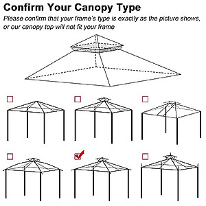 Yescom 10.6'x10.6' Gazebo Top Replacement for 2 Tier Summer Veranda Frame Canopy Cover Patio Garden Yard Dark Beige Y00710T01