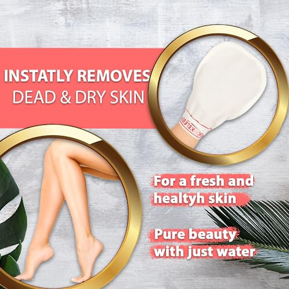 Kelebek Premium Natural Exfoliating Gloves, Turkish Hammam Kese, Original Exfoliating Mitt, Body Scrub for Men and Women (Body & Face (Medium) White)