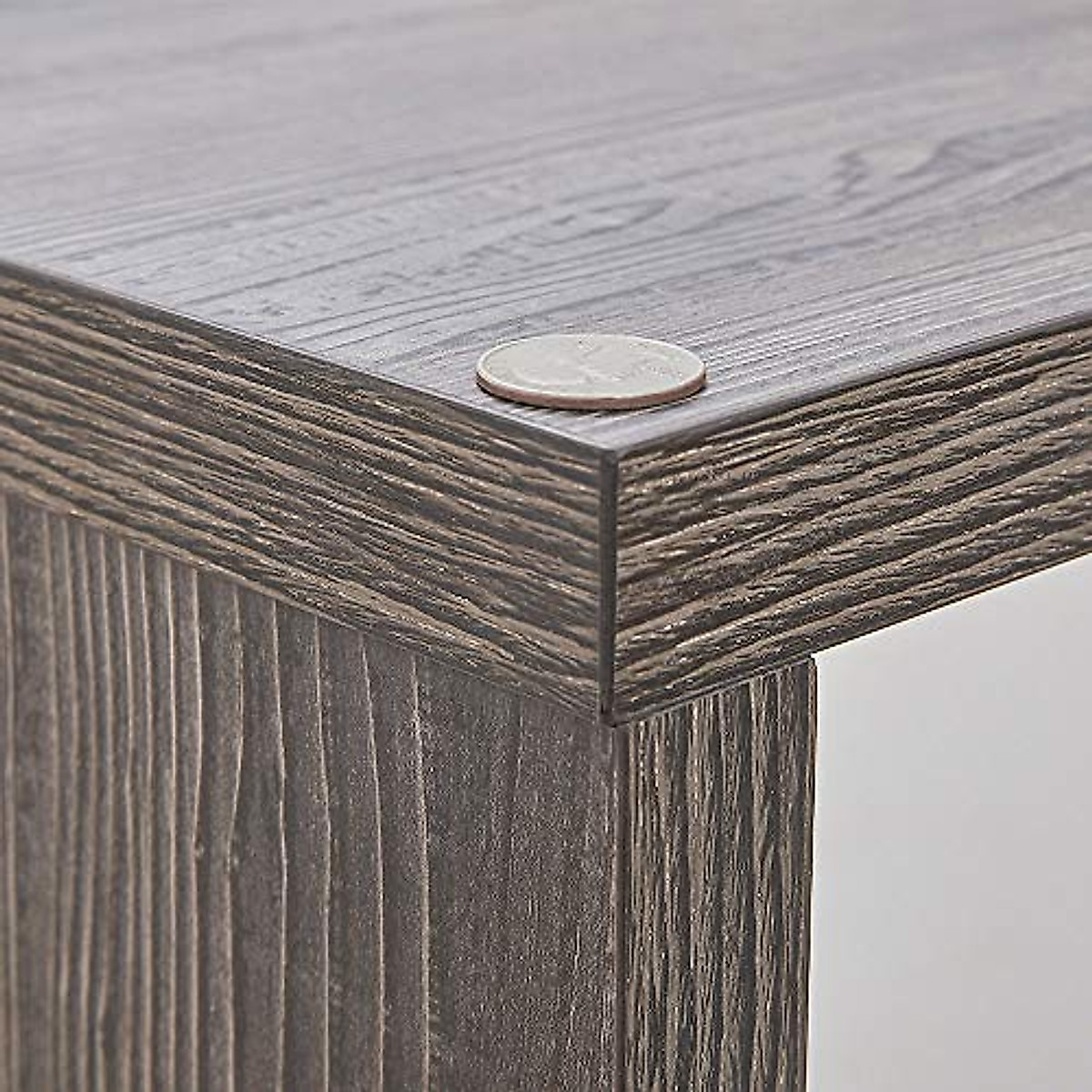 HSH L Shaped Computer Desk, Rustic Wood Corner Desk, Industrial Writing Workstation Table with Cabinet Drawer Storage for Home Office Study, Grey 55 inch