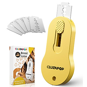 CLUEAPOP Bread Lame Sourdough Scoring Tool Extractable & Magnetic - Professional Dough Scoring Tool for Sourdough Bread Baking & Bread Making Tools - Scoring Patterns Booklet & 5 Razor Blades