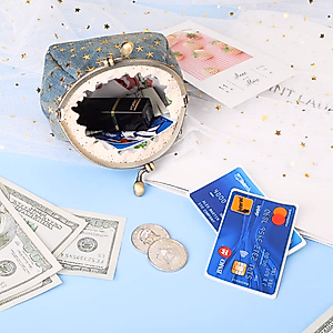 Oyachic Five Pointed Star Coin Purse Denim Change Pouch Wallets Buckle with Kisslock Clasp Coin Holder Clutch Handbags for Women Ladies,Blue