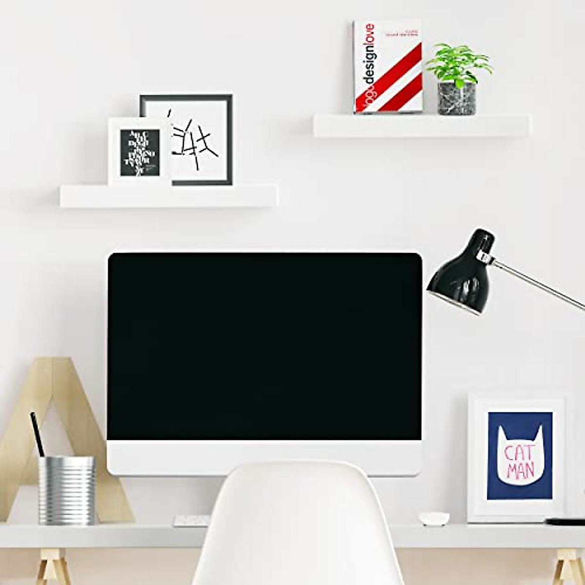 Ballucci 16" Floating Shelves Set, 2-Pack Wood Wall Mounted Ledges with Invisible Brackets for Living Room, Bedroom, Bathroom, Kitchen, Nursery, 6" Deep - White