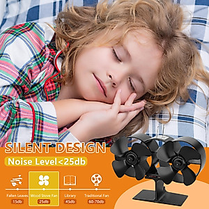 Wood Stove Fan, Fireplace Fan with Magnetic Thermometer, 8 Blades Stove Fan, Silent Motors, Push Horizontal Air Flow, Heat Powered Wood Stove Fan for Wood Burning Stove/Gas/Pellet/Log