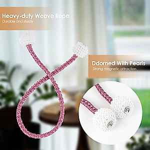 SHIDOW Curtain Tiebacks, Magnetic Curtain Ties, Pearl Curtain Tie, Curtain Tieback Buckle, for Living Rooms, Bedrooms, Kitchens, Restaurants, Bathrooms, Homes, and Offices（6 Pack (Purple)