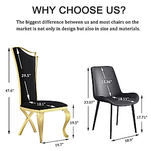 ACEDÉCOR Dining Room Chairs, Black Velvet Upholstered Dining Chairs, Modern Dining Chairs with Gold Legs, Streamlined Back and Mirror X-Shaped Metal Legs, Black high-Back Dining Chairs Set of 20