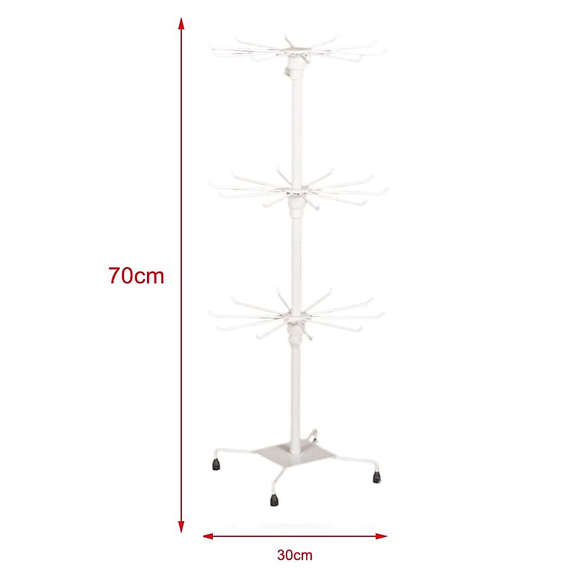 Jewelry Spinner Display Stand,Heavy Duty Metal Countertop Medium Adjustable 3 Tier Hanging Jewelry Rotating Organizer Rack Tower for Necklace Bracelet Earring Ring Holder,Hooks,Craft Shows,White