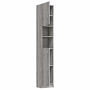 vidaXL Bathroom Cabinet Gray Sonoma 12.6"x10"x74.8" Engineered Wood