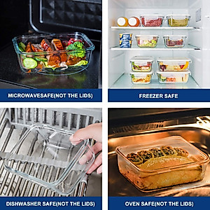 Bayco Glass Storage Containers with Lids, 9 Sets & 8 Sets Glass Meal Prep Containers Airtight, Glass Food Storage Containers, Glass Containers for Food Storage with Lids - BPA-Free & Leak Proof