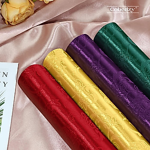 Cobedzy Gold Satin Fabric by The Yard - 1 Yard 60 Inches Wide Shiny Satin Jacquard Fabric Luxurious Satin for DIY Crafts and Clothing Making